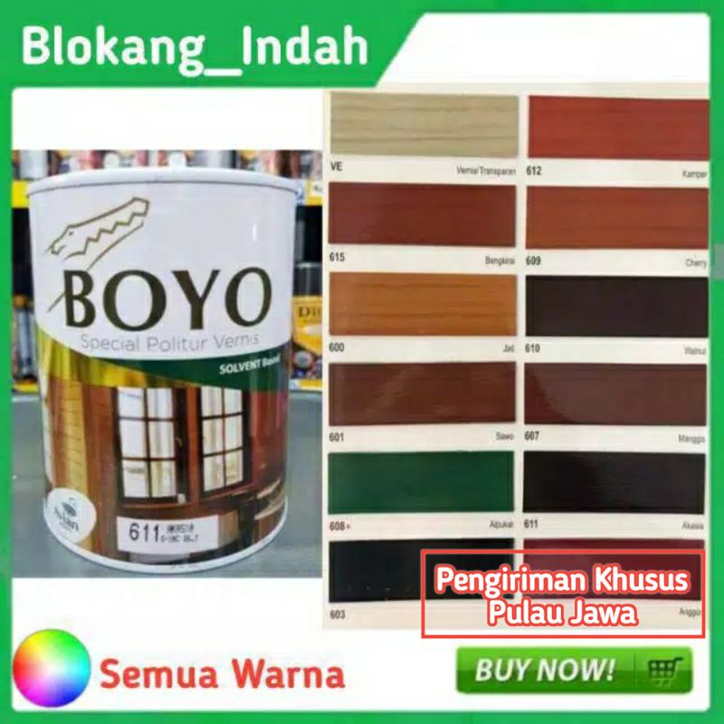 Jual Cat Kayu Politur BOYO 1KG / Vernis Plitur Kayu Boyo 1 Liter ...