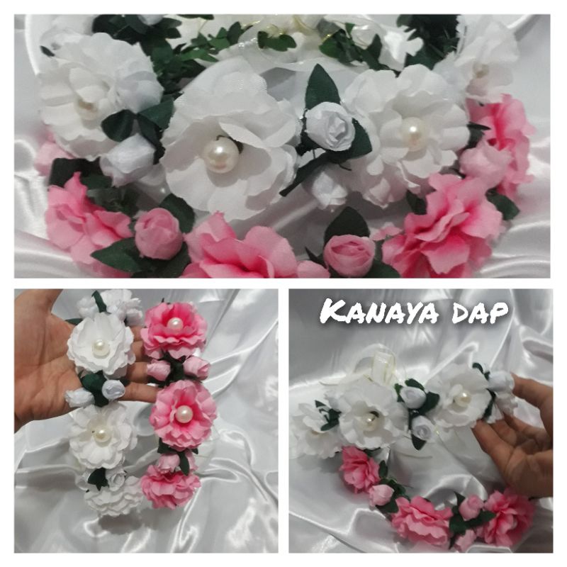 Jual Bando Mahkota Bunga Full Bunga Mawar Kuncup 2 Warna Pink Putih ...