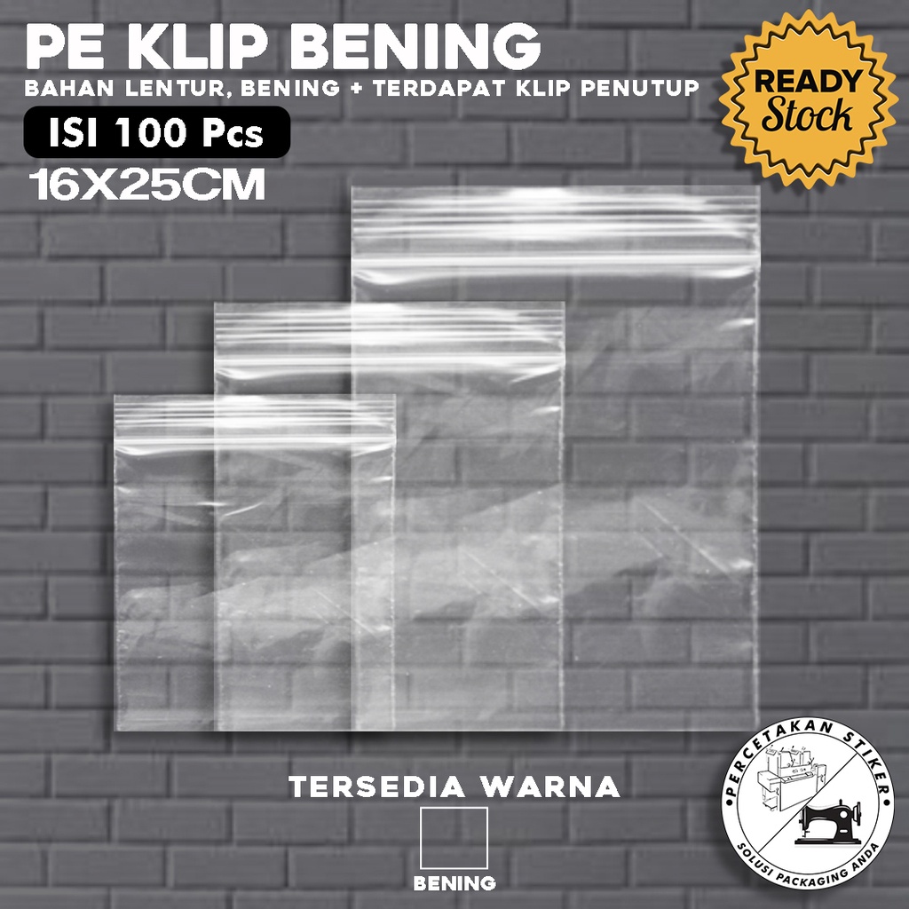 Jual [Isi 100 Pcs] Plastik PE Klip 16x25 Cm Plastik clip Bening Kantong ...