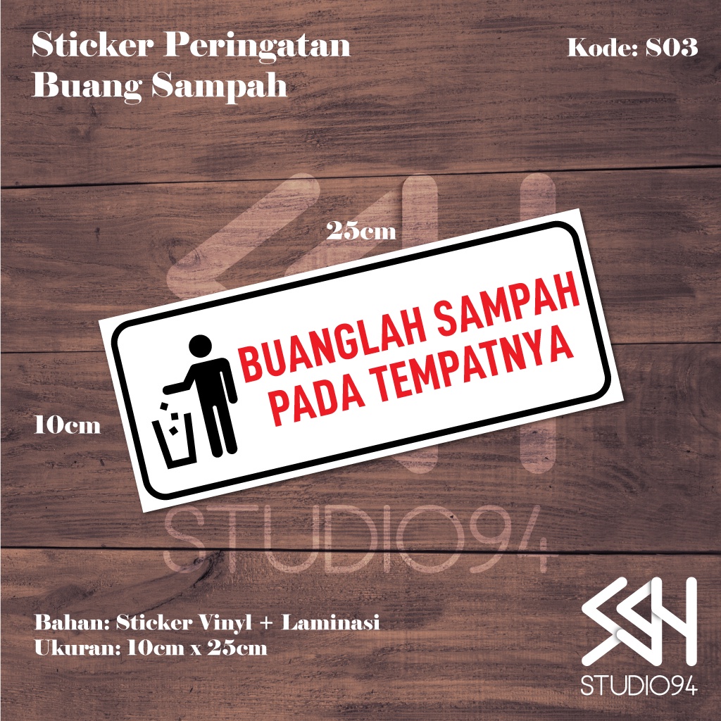 Jual Stiker Peringatan | Sticker Penunjuk | DILARANG BUANG SAMPAH ...