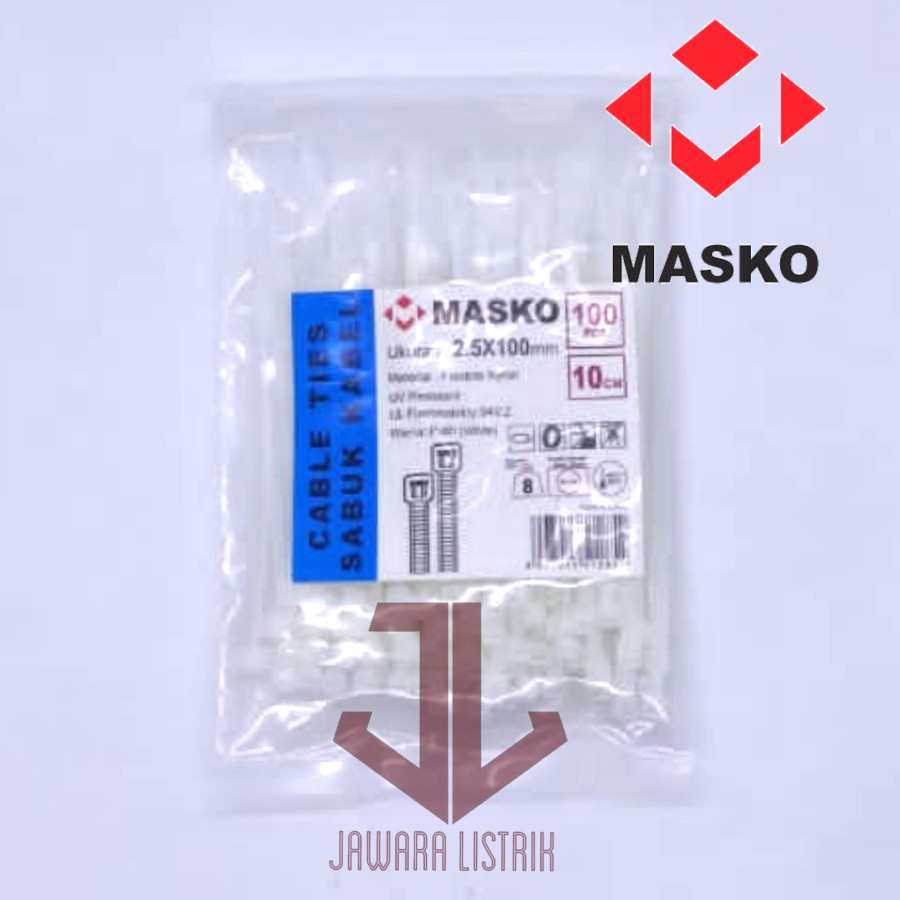 Jual MASKO KABEL TIS TIES 2,5X100 MM 10CM 10 CM TALI TIS SABUK INSULOCK ...