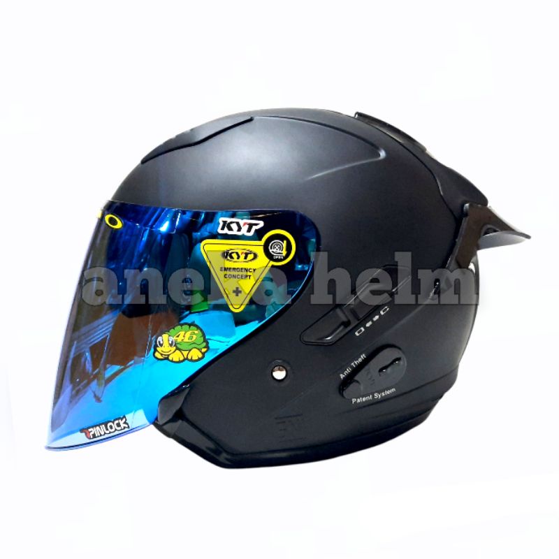 Jual paket ganteng Helm KYT galaxy flat r black doff visor iridium ...