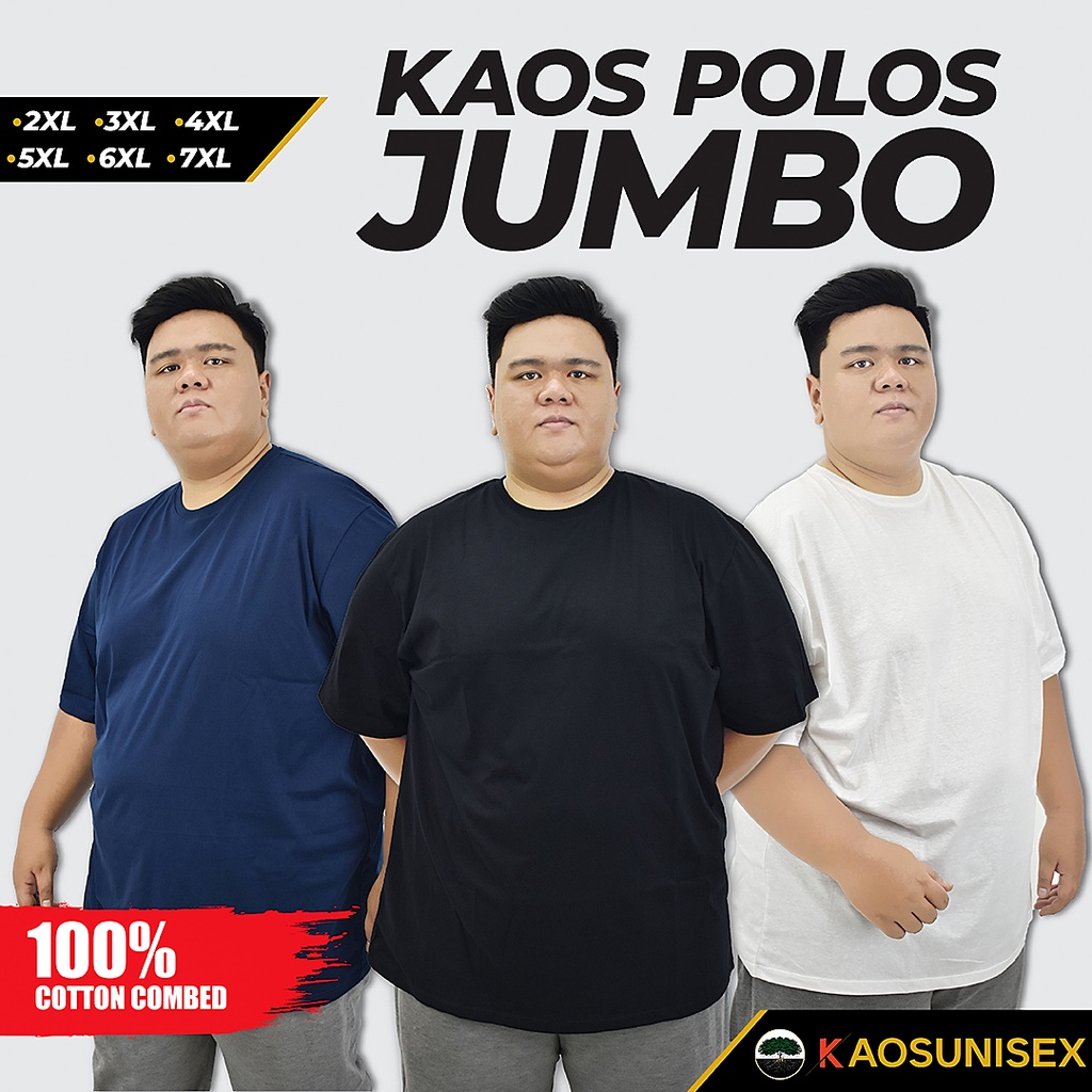 Jual Kaos Polos ukuran JUMBO 2XL 3XL 4XL 5XL Big size cotton combed 30S Premium Bigsize Oversize ...