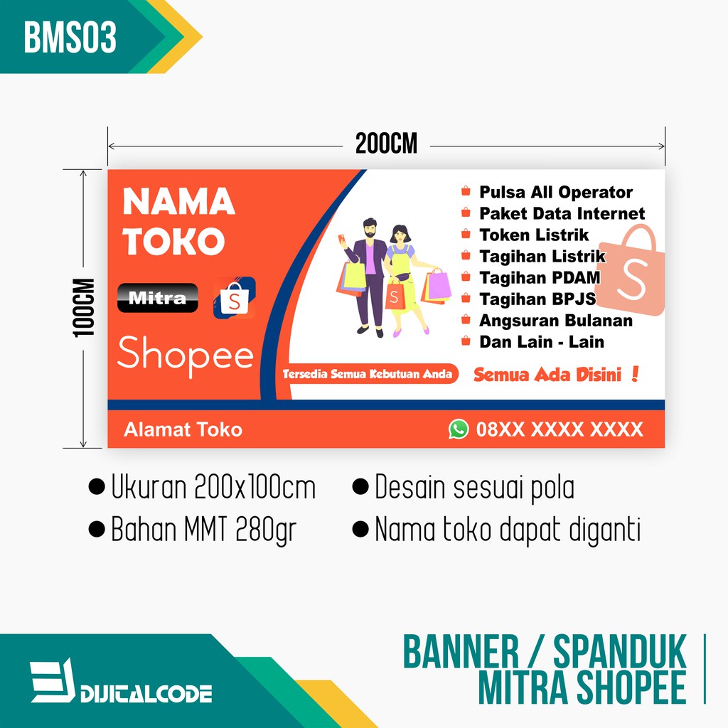 Jual BMS03 Spanduk Banner Mitra Shopee 200x100cm | Shopee Indonesia