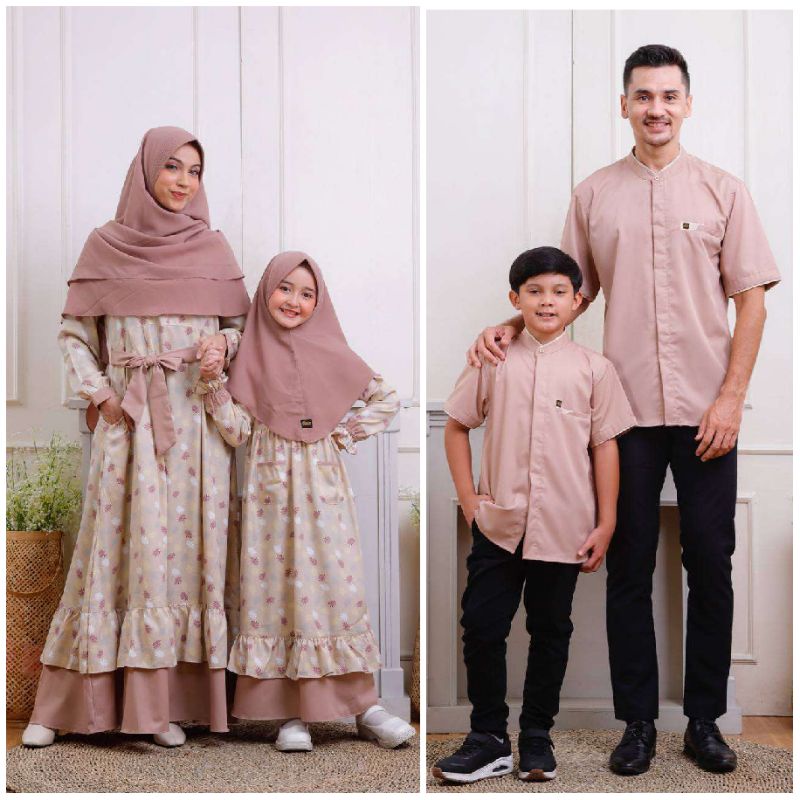 Jual Baju Muslim Seragam Keluarga Sarimbit Motif Warna coksu Baju ...