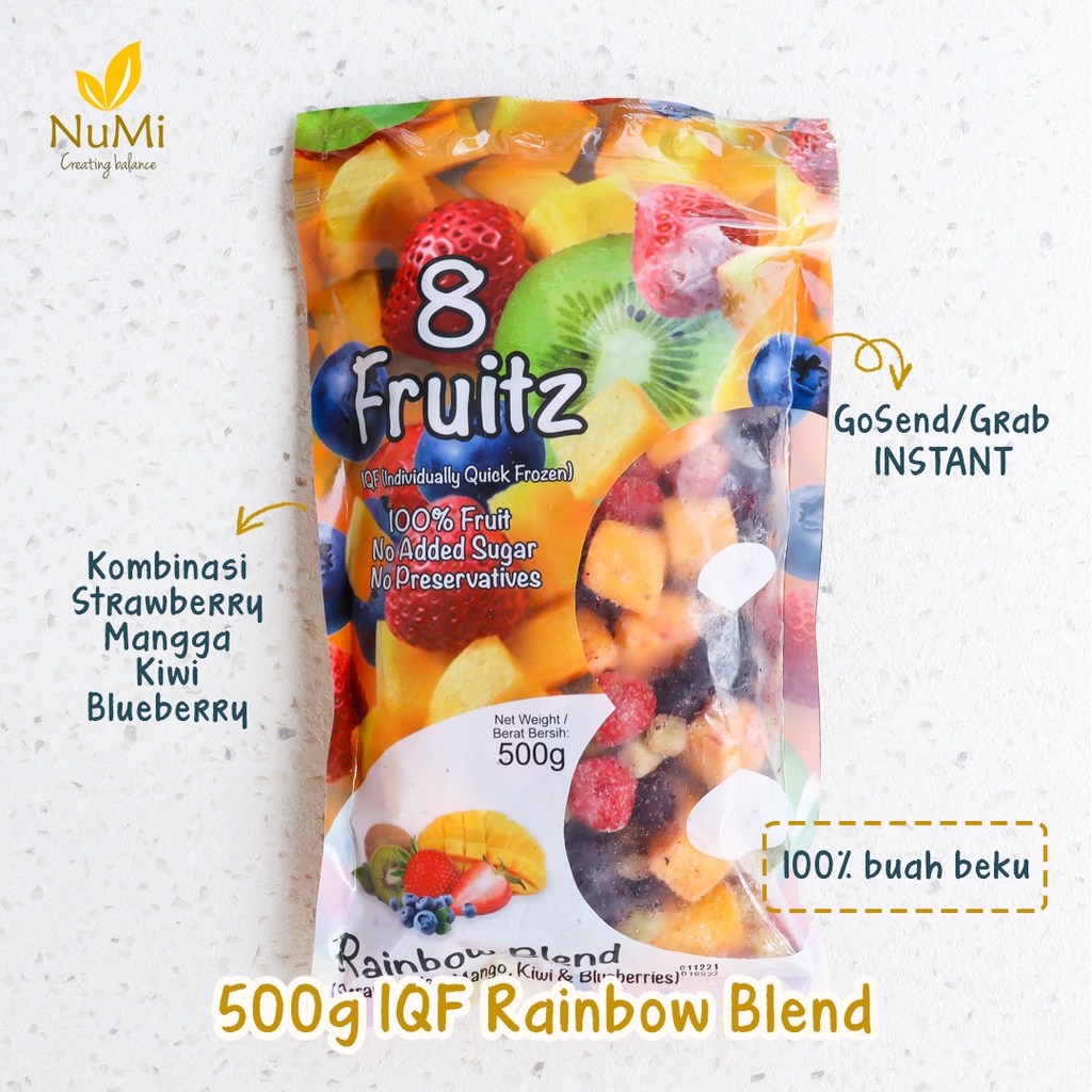 Jual 500G IQF RAINBOW BLEND Strawberry Mango Kiwi Blueberry Frozen Buah Beku - 8 FRUITZ | Shopee ...