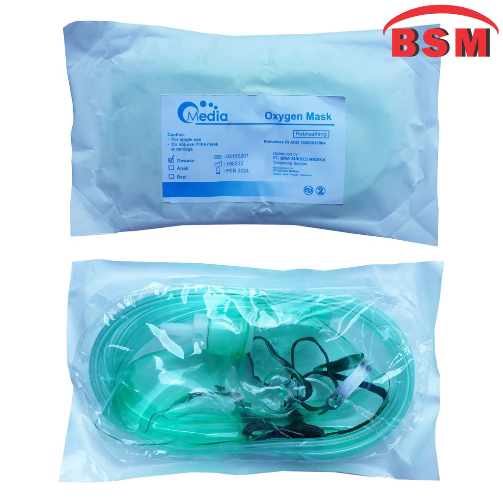 Jual Oxygen Mask Media REBREATHING Masker Oksigen O2 Adult Dewasa ...