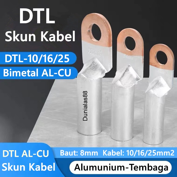 Jual 5 PCS Skun Kabel Lug Bimetal AL-CU DTL-10 DTL-1-10 DTL-16 DTL-25 10mm 16mm 25mm | Shopee ...