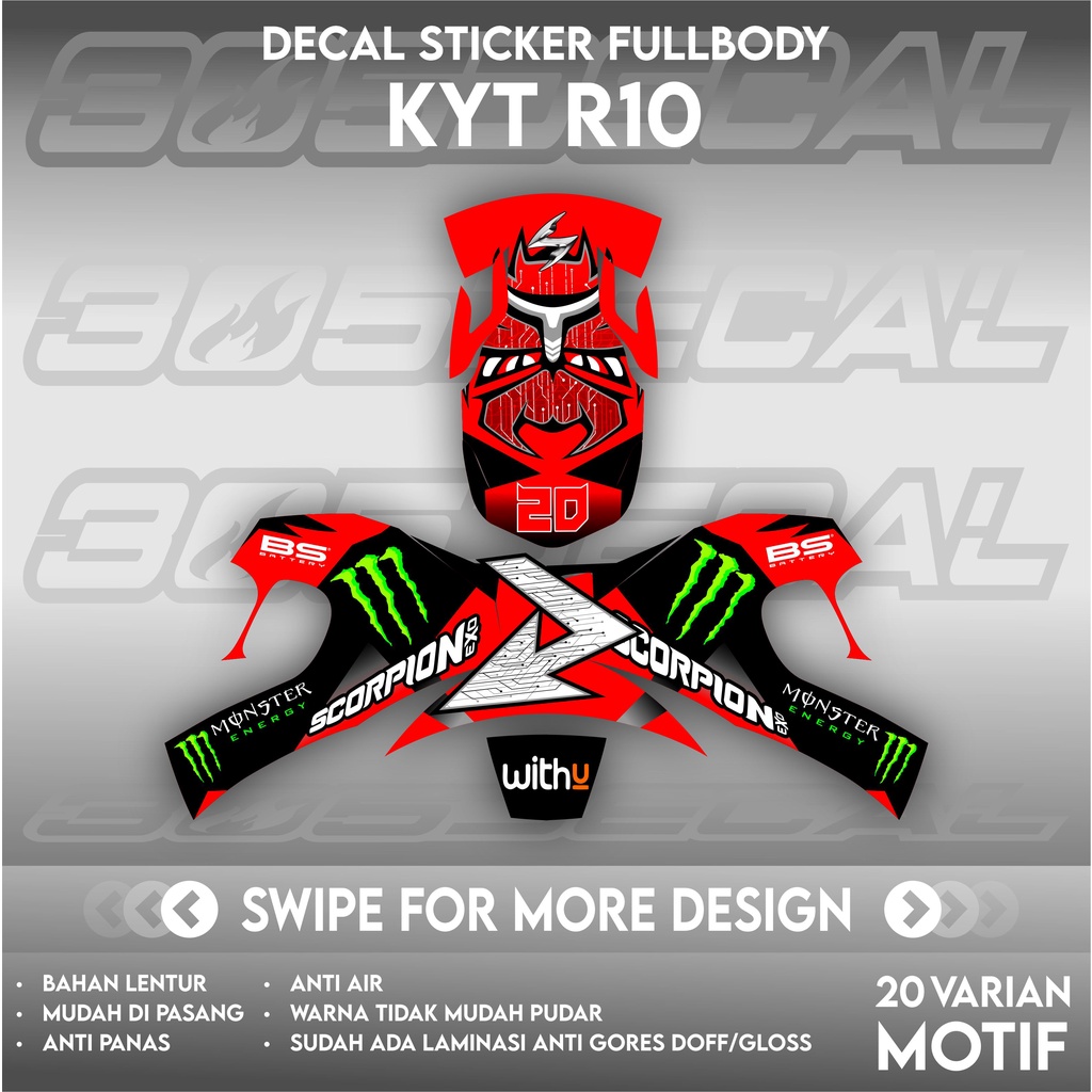 Jual Sticker Decal helm KYT R10 Part 1 | decal helm | decal sticker ...