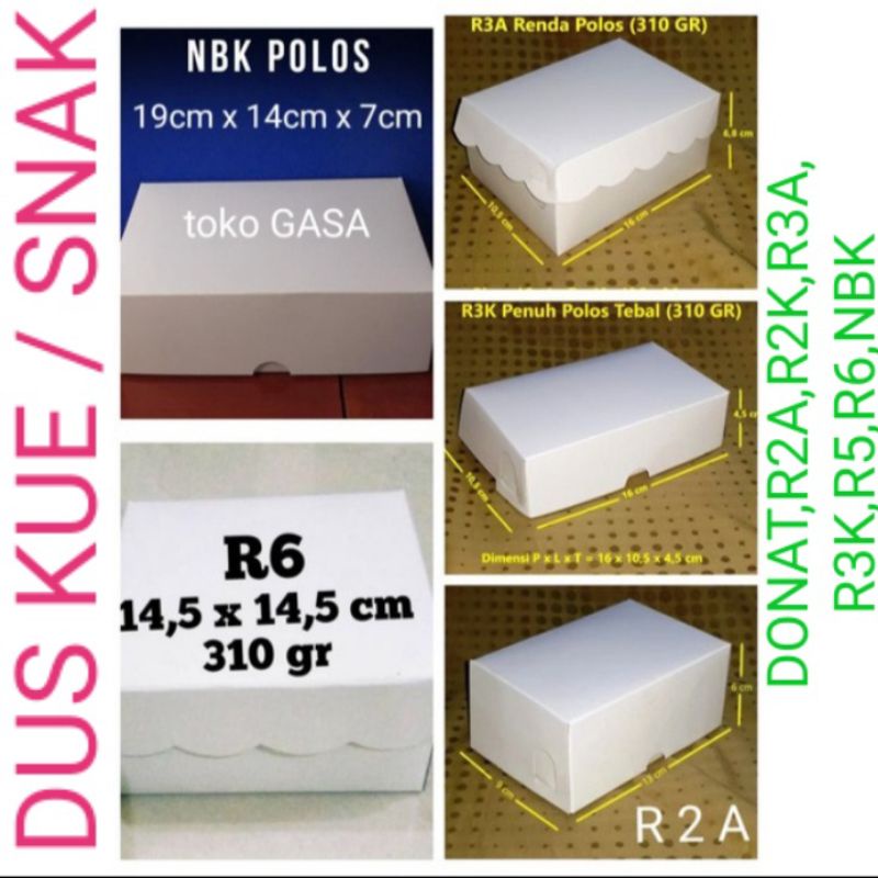 Jual DUS jajan ivory R2k - R2A - R3K - R3A putih polos - R3A motif - R5k - R6 - NBK DONAT ISI 1 ...