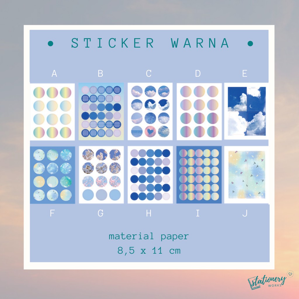 Jual Sticker warna - round sticker blue pastel watercolor - untuk ...