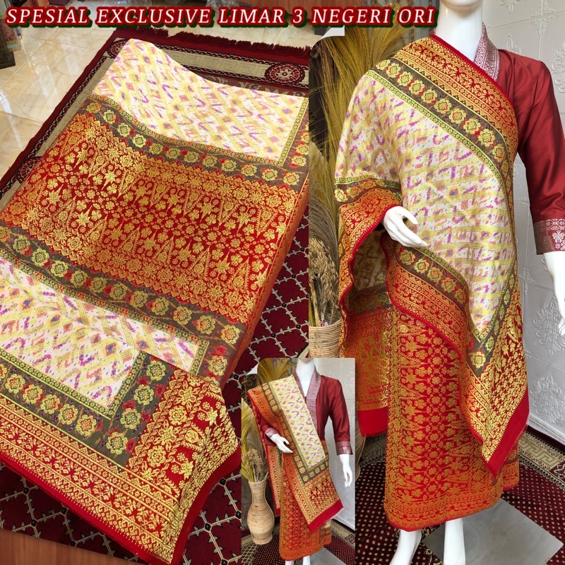 Jual Songket Lepus Limar 3 Negeri ORI Cream / Songket tenun palembang asli tenun tangan ilham ...