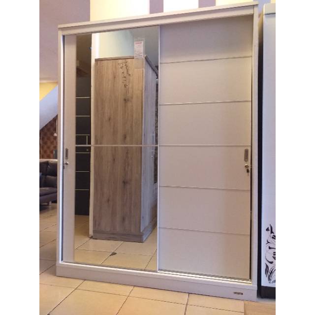 Jual Lemari sliding Multiplex 2 pintu putih elegant | Shopee Indonesia