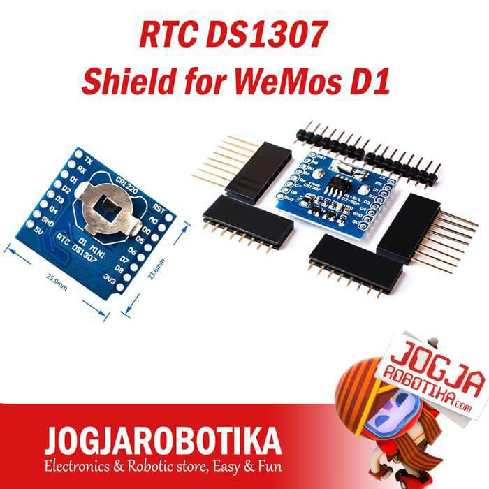Jual RTC Real Time Clock DS1307 Shield for WeMos D1 Mini RTC Shield ...