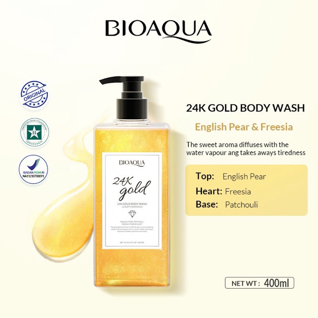Jual BIOAQUA Body Wash 400ml - Smooth Skin | Pore Refining | Tender Skin | Brighten Skin | 24k ...