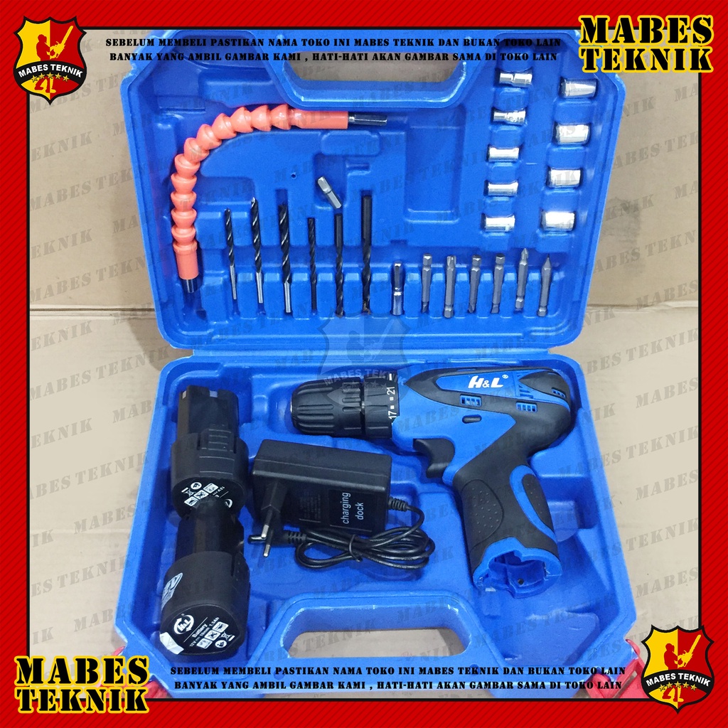 Jual BOR CORDLESS HL 312 / BOR KAYU BESI 2 BATTERY 12V / BOX SET BOR ...