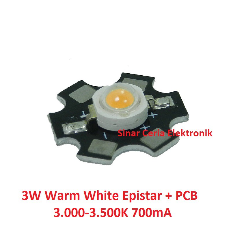 Jual +Pcb High Power Led 3w Warm White Epistar 3,000- 3,500k Hpl 3 Watt ...