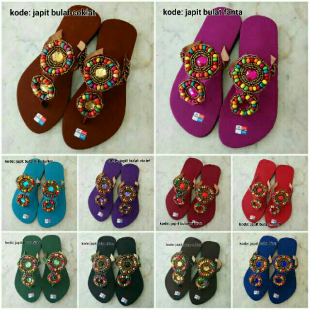 Jual Sandal bali flat holyhotstone rainbow/ Sandalbali/ Sandaletnikbali | Shopee Indonesia