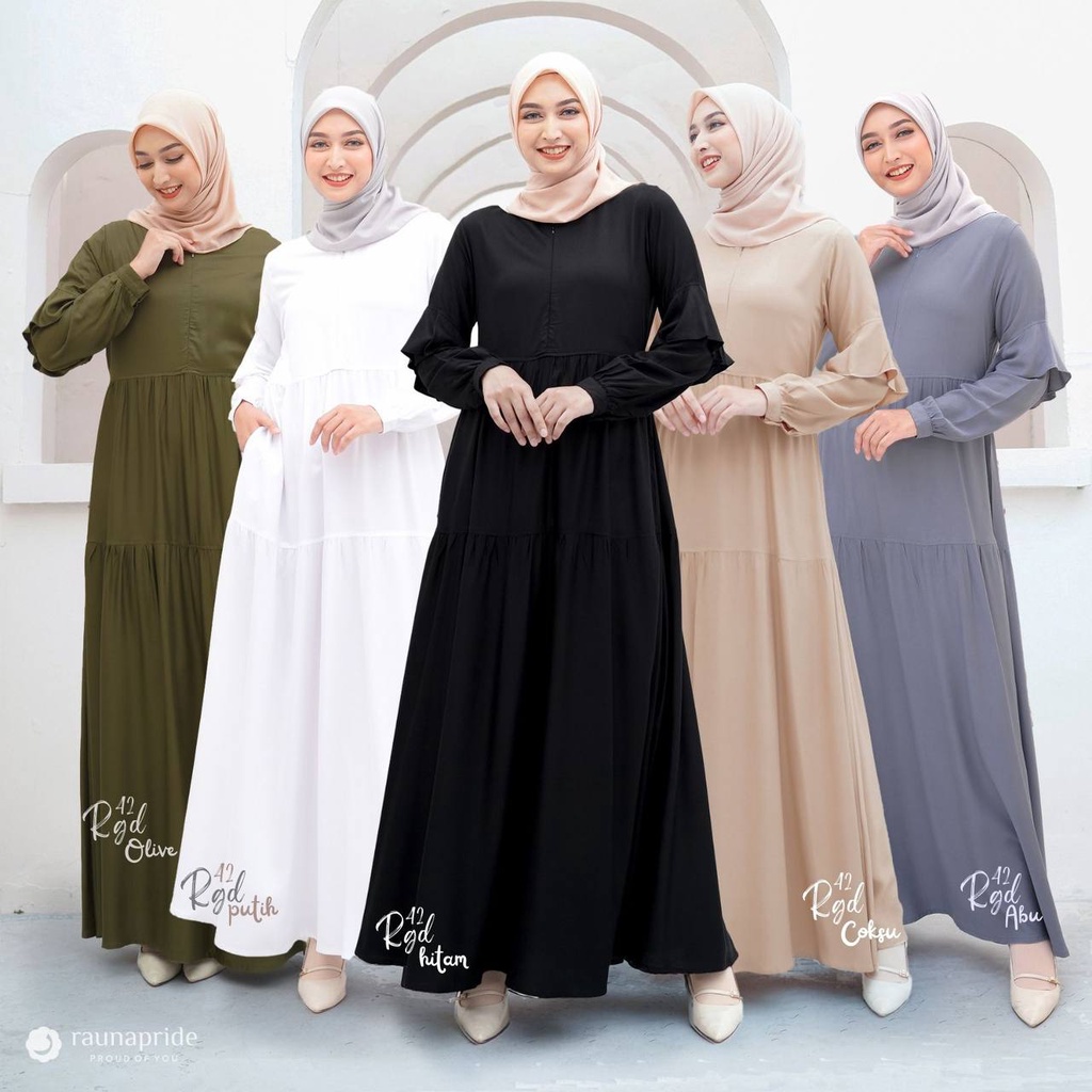 Jual Rauna Gamis Terbaru RGD 42 / Gamis Putih / Rayon Jumbo / Fashion ...