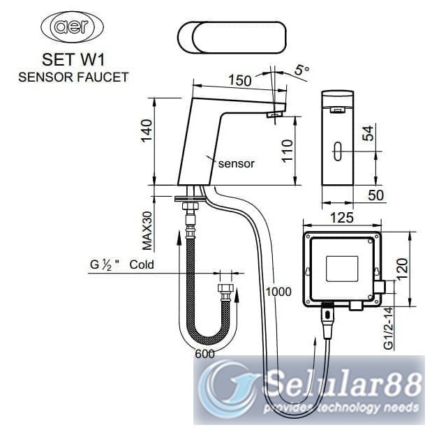 Jual T.Lillie - Aer Set-W1 Kran Wastafel Sensor Otomatis Kuningan ...