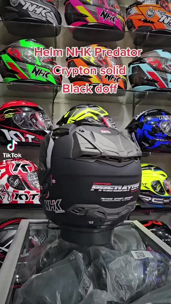 Jual HELM NHK PREDATOR CRYPTON SOLID BLACK DOFF | Helm NHK DOUBLE VISOR ...