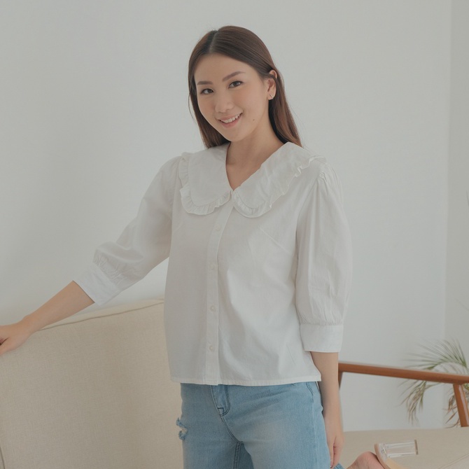 Jual HAZEL Cornelia Atasan Wanita Korean Top Basic Lengan 3/4 | Shopee ...