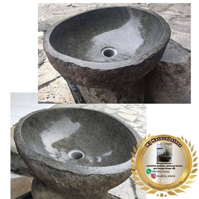Jual Wastafel batu alam river stone sink40-45 | Shopee Indonesia