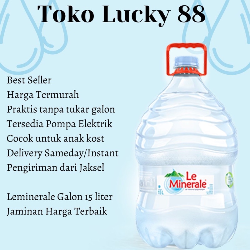 Jual TL0073 Air Mineral kemasan Galon le minerale 15 liter sekali pakai ...