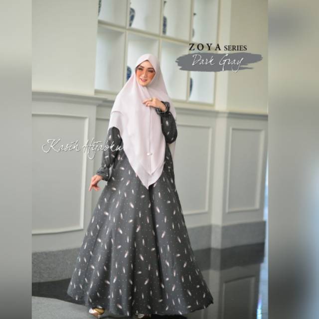 Jual ZOYA DARK GREY ( GAMIS SAJA ) | Shopee Indonesia