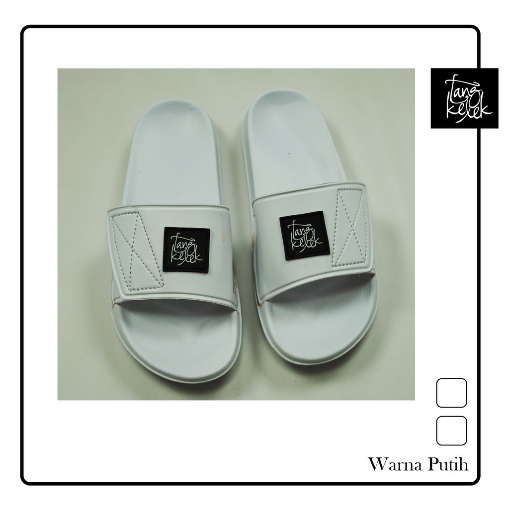 Jual Tangkelek Sandal/Tarompa Slide Logo Tangkelek Petak Warna Putih ...
