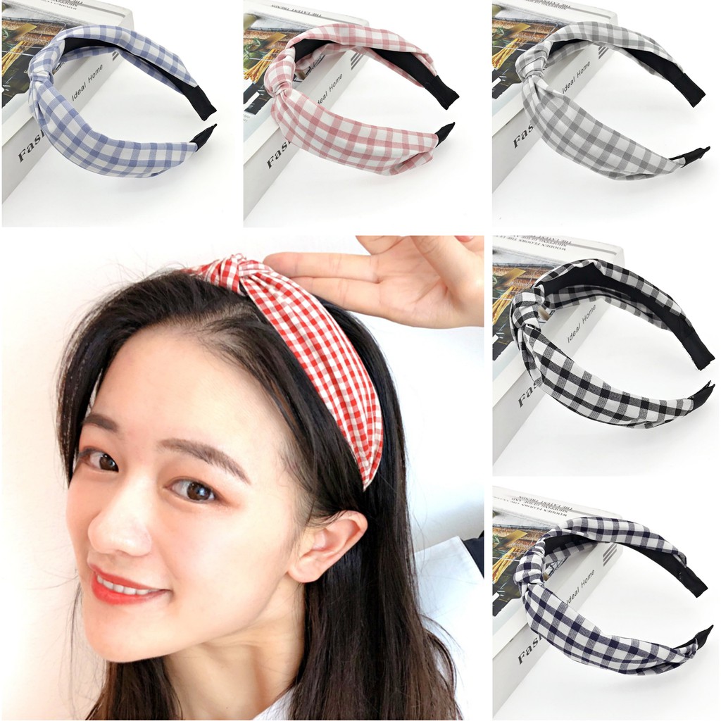 Jual Bando Style Motif Kotak-Kotak Casual Lucu Aksesoris Rambut Wanita ...