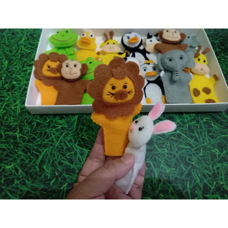 Jual Boneka Jari Hewan Flanel Ready Lengkap dan Bisa Custom | Shopee ...