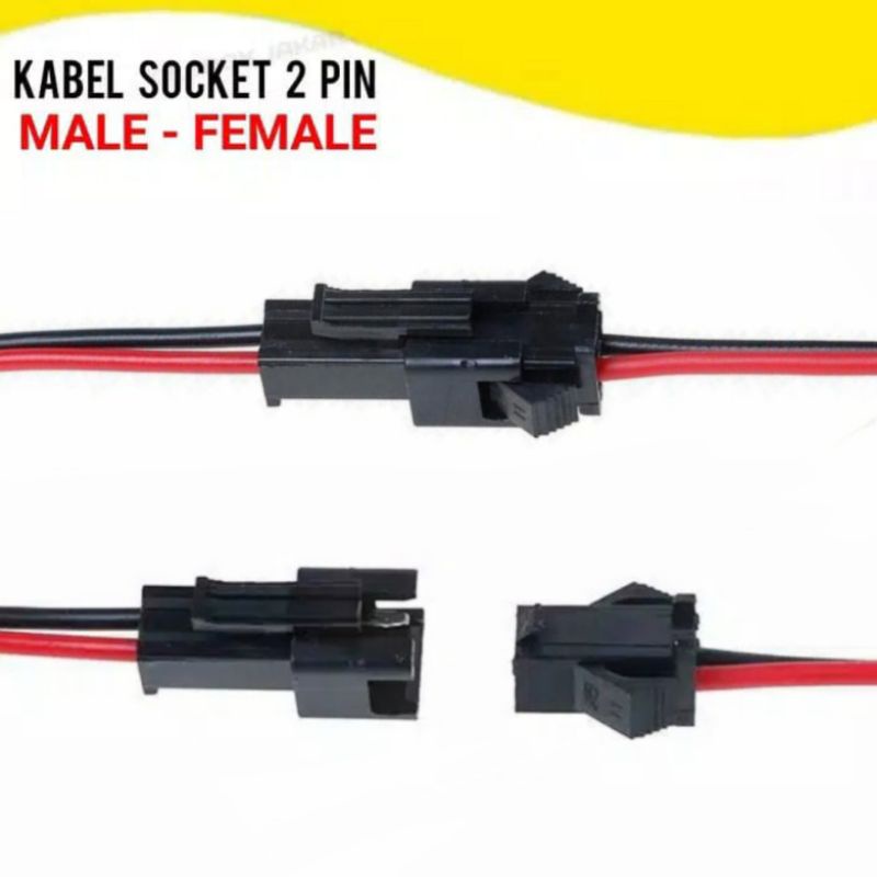 Jual Sepasang Kabel Soket JST 2P 2 Pin Male Female Socket Sambungan ...