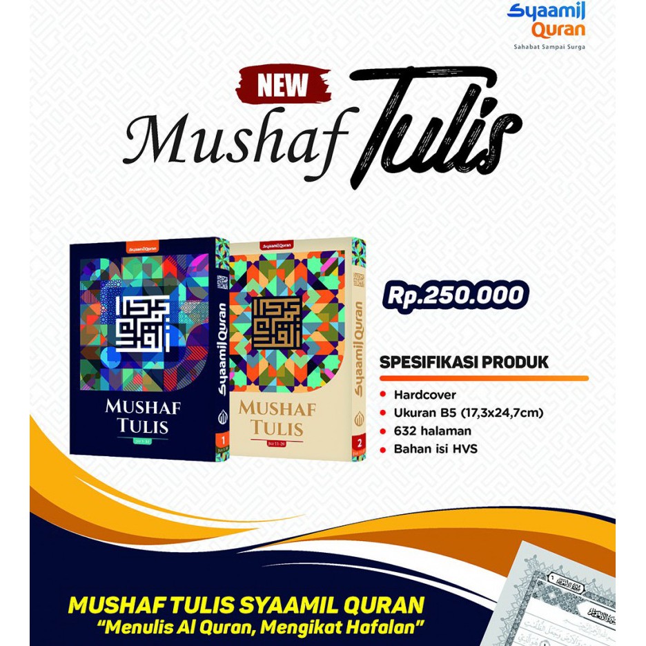 Jual Al Quran MUSHAF TULIS B5 Panduan Belajar Menulis Huruf Arab Al Quran Plus Hafalan - SYAAMIL ...