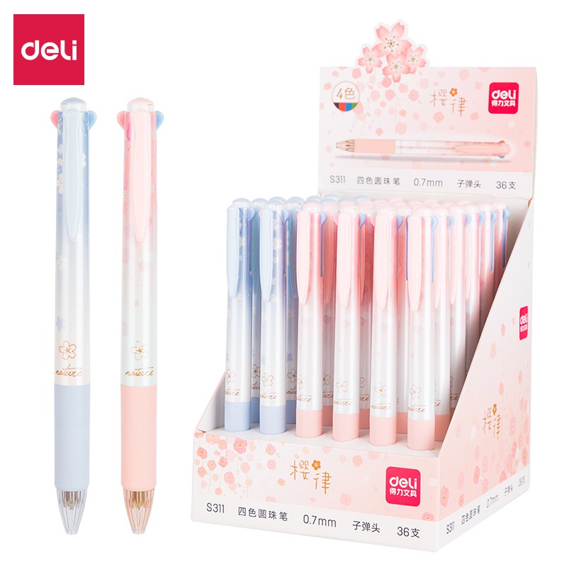 Jual Deli Pulpen Retractable Sakuraru Series Lucu Bullet tip 0.7mm 4 ...