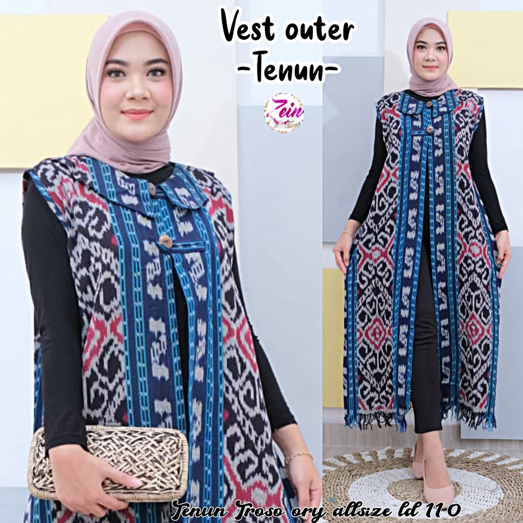 Jual Vest Songket Katun Motif Tenun Batik Wanita Atasan Cewek Outer ...