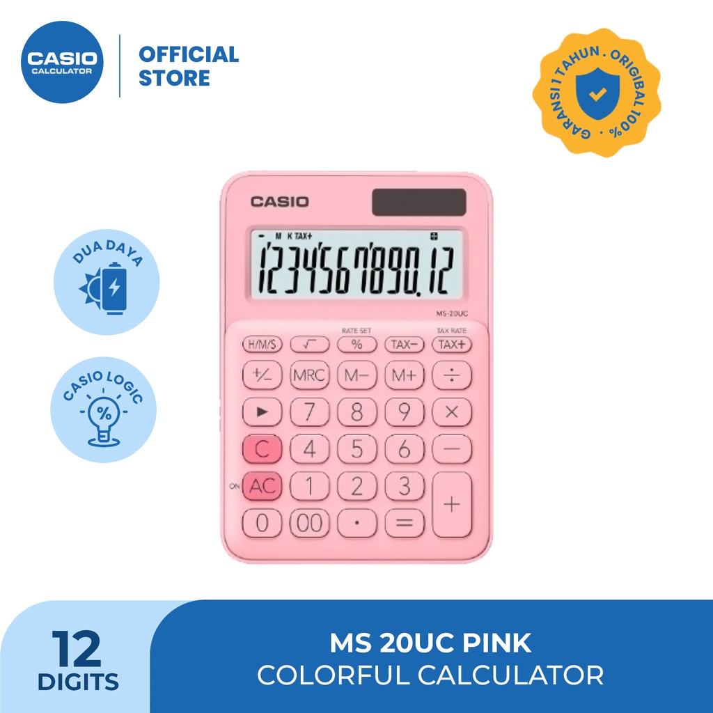 Jual CASIO MS-20UC - Pink - Kalkulator Kantor - Seri Colorful - 12 ...