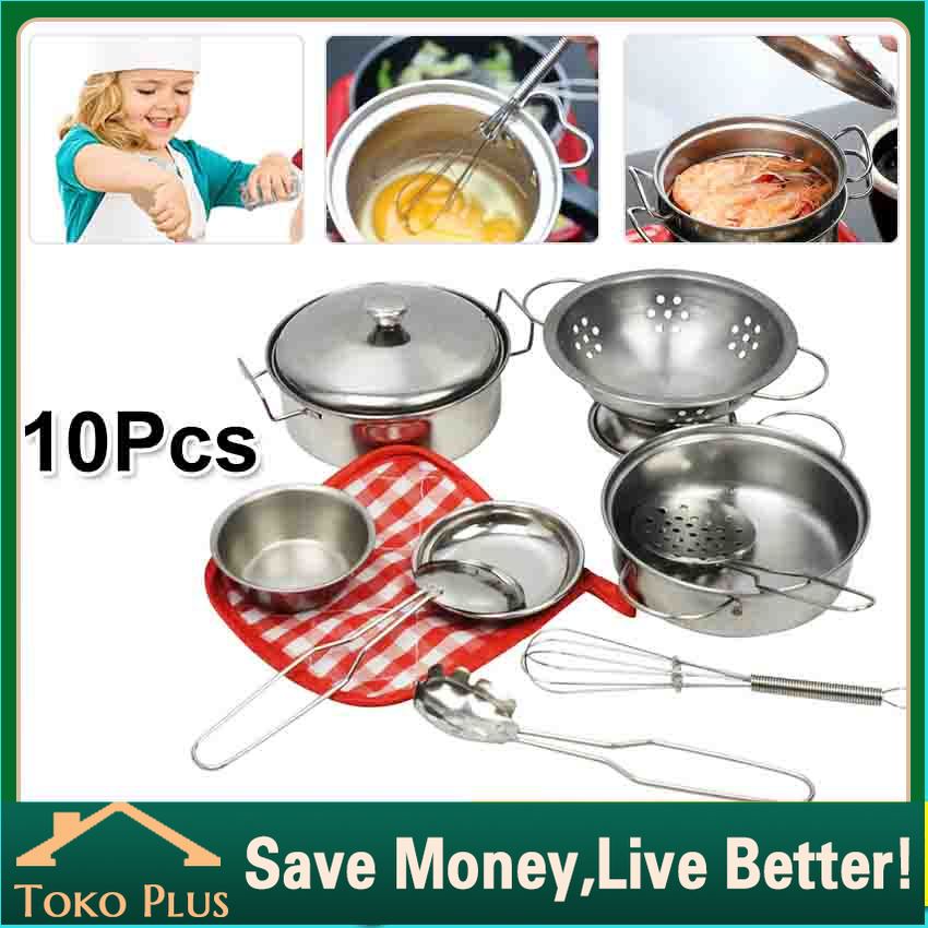 Jual 10Pcs Mainan Masak-Masak Stainless Anak Mainan Anak Dapur Set ...