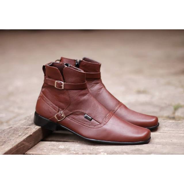 Jual FULL LEATHER Sepatu Jenggel Boot Kulit Asli Motor Gede Bikers ...