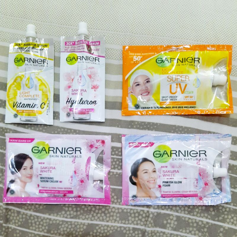 Jual Garnier Sachet Booster Serum / Cream / Foam / Sunscreen | Shopee ...