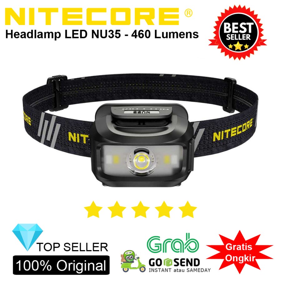 Jual Nitecore NU35 - Headlamp LED 460 Lumens - USB C Rechargeable battery | Shopee Indonesia
