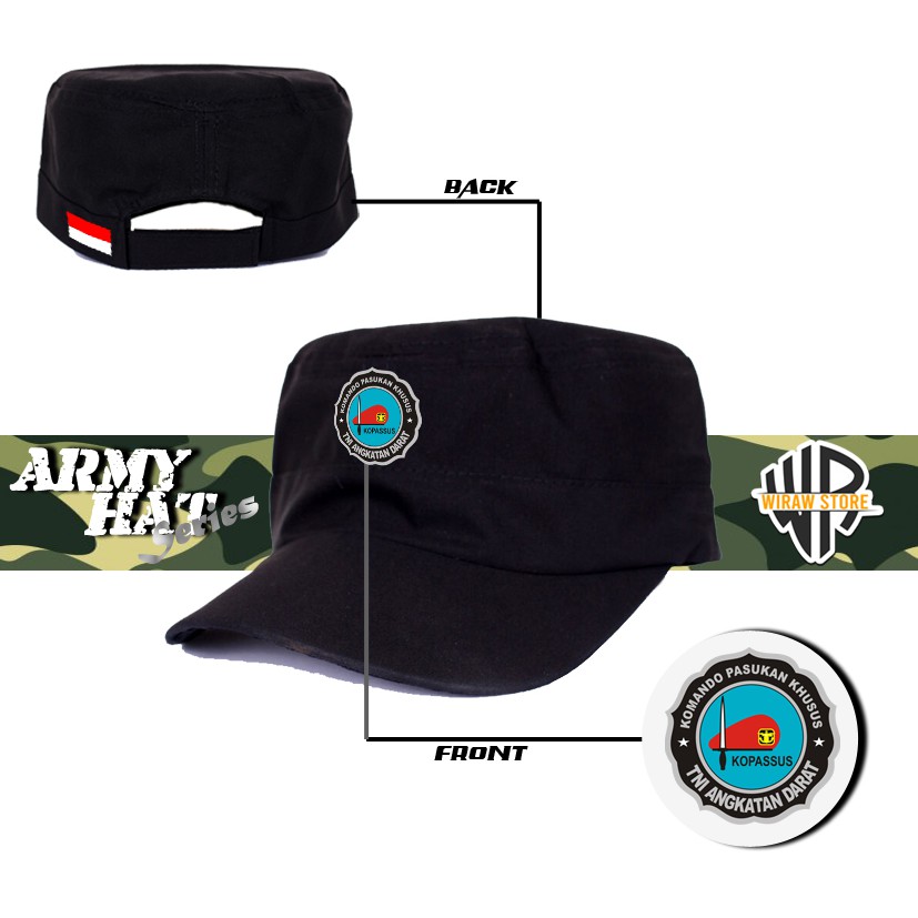 Jual TOPI KOMANDO ARMY HAT MILITER/TENTARA/POLISI KOPASUS TNI AD ...