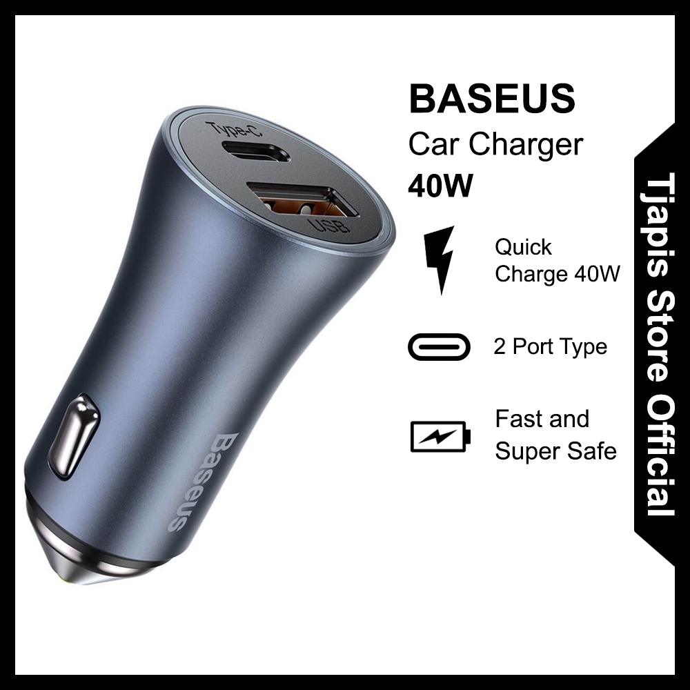 Jual BASEUS GOLDEN CONTACTOR PRO CAR CHARGER MOBIL 2 PORT USB TYPE C 40 ...