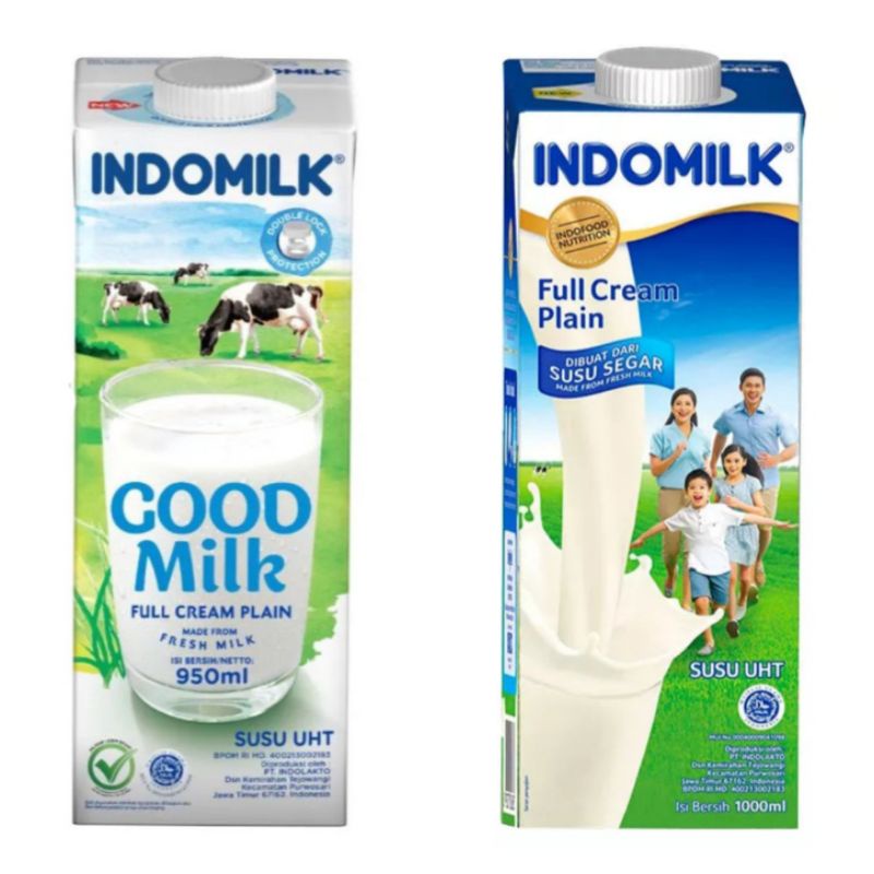 Jual SUSU UHT INDOMILK PLAIN FULL CREAM PUTIH 1 LITER KEMASAN BARU 950ML | Shopee Indonesia