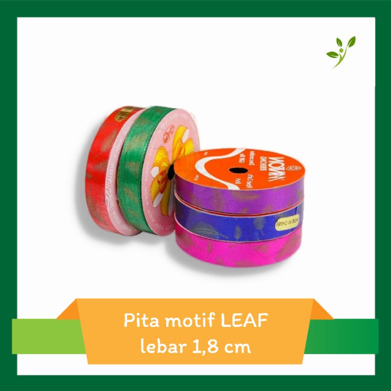 Jual PITA motif LEAF (1,8 cm) per roll pita/pitakado/motif/hampers ...