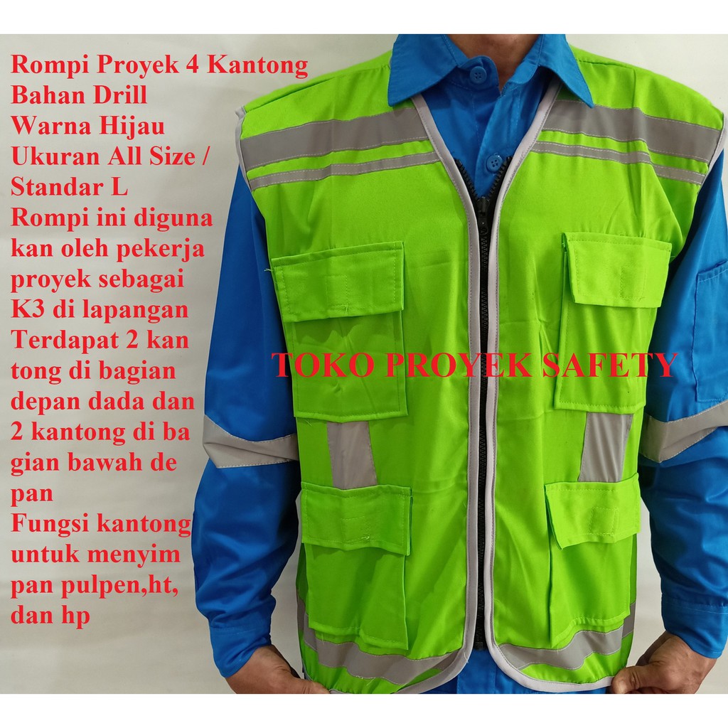 Jual Rompi Proyek Bahan Drill 4 Kantong / Rompi Bahan Drill 4 Kantong ...