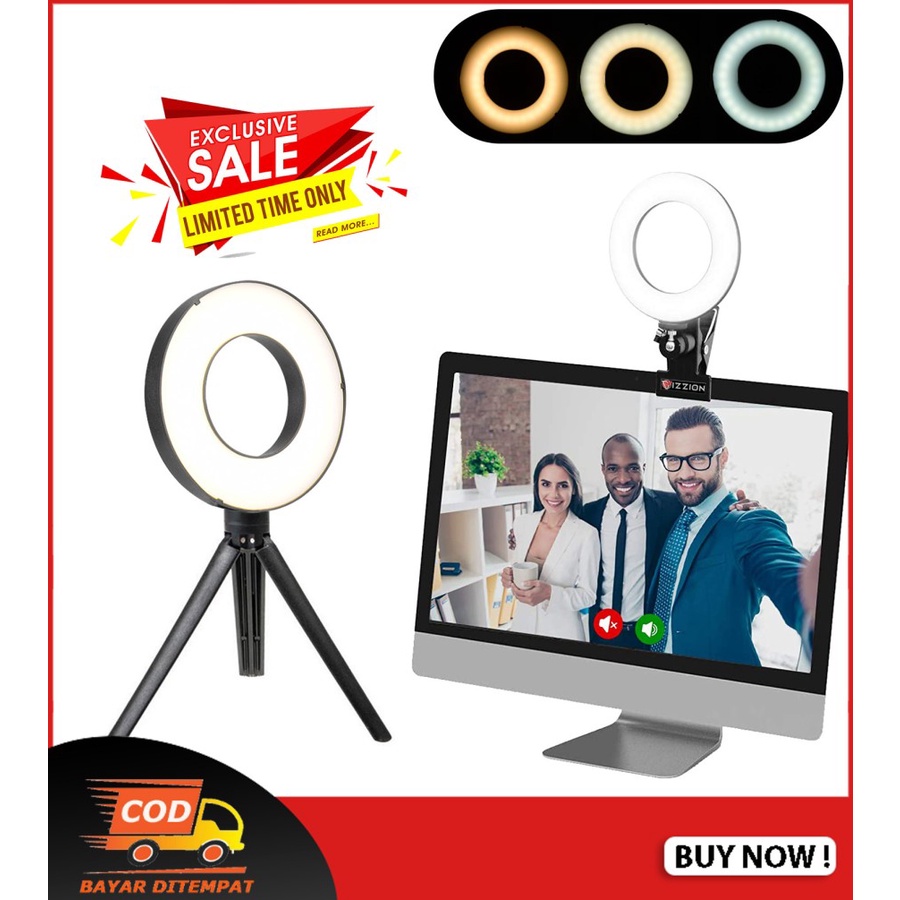Jual Ring Light Clip On Dimmable Lampu Selfie Ring 6" inch VIZZION R16 ...