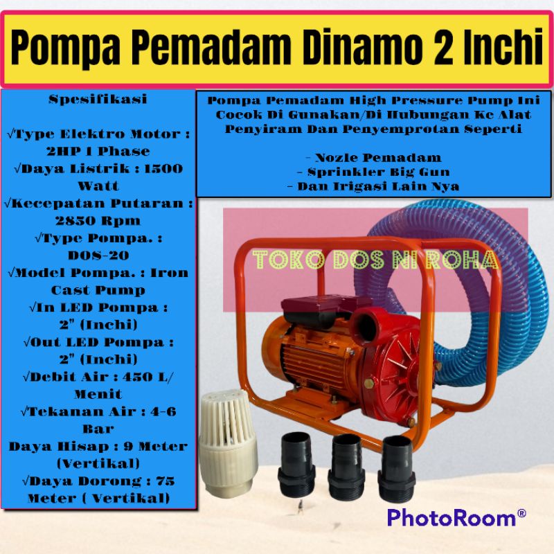 Jual Pompa Pemadam 2" Elektrik 2HP 1 Phase High Pressure Pump | Shopee ...