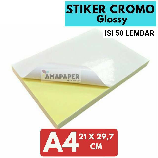 Jual Stiker Sticker A4 Cromo Glossy isi 50 Lembar | Label Paper Sticker ...