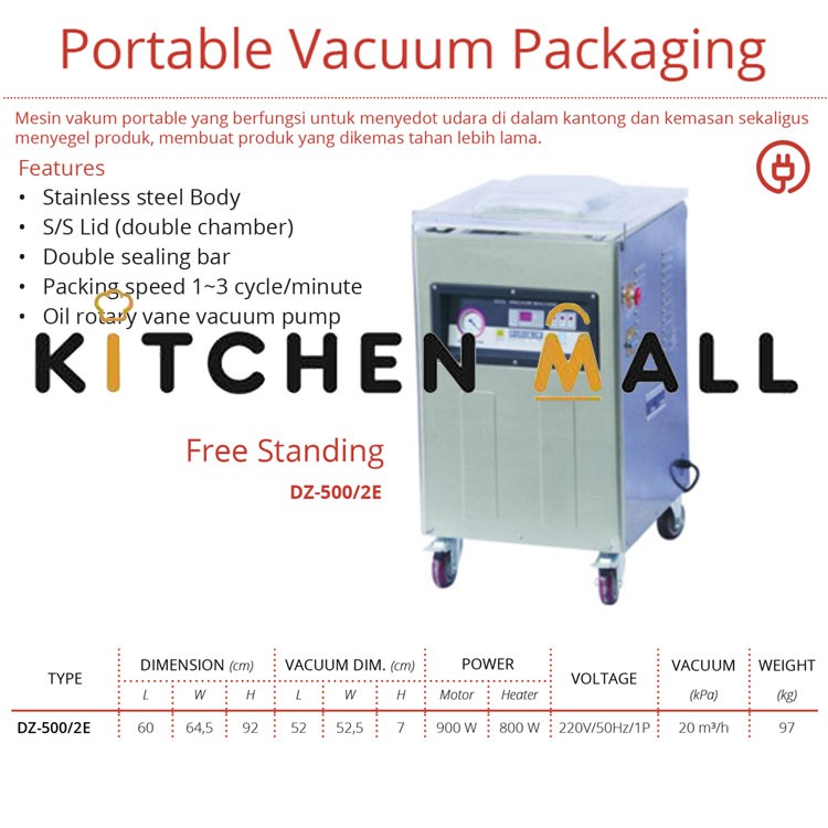 Jual Getra DZ-500/2E - Free Standing Vacum Sealer Machine/Mesin Vakum ...
